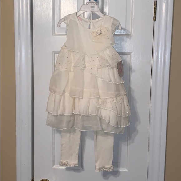 Nannette | Matching Sets | Off White And Sparkle Overlay Set | Poshmark